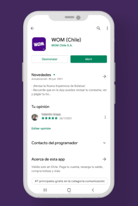 Para comenzar a usar la app de WOM debes realizar lo siguiente: