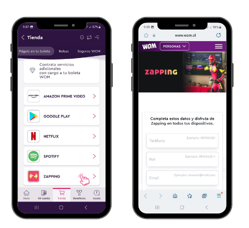 Recuerda que si tienes servicio móvil WOM, contrata Zapping con cargo a ...
